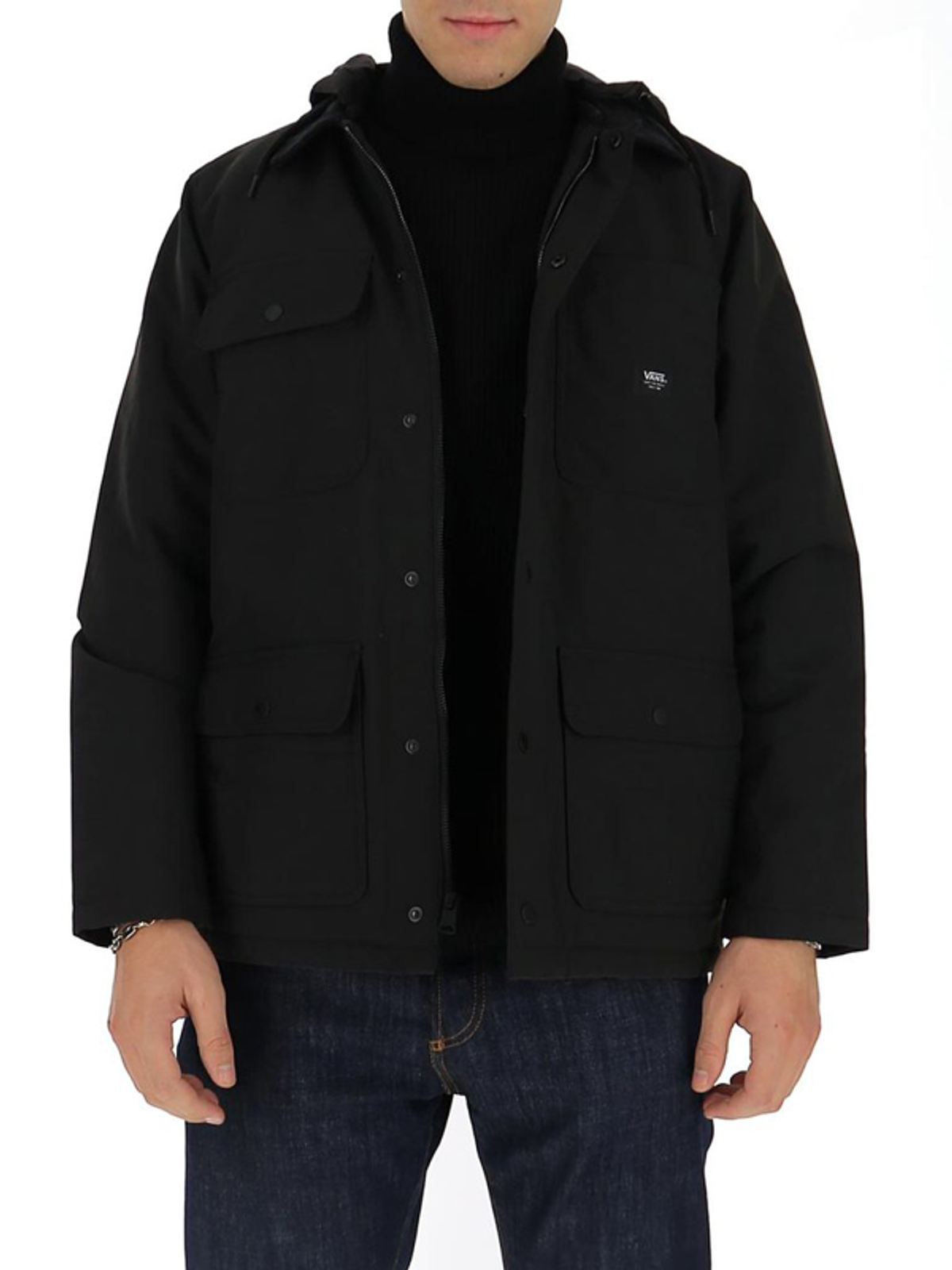 Vans Vans Hooded Flap Pocket Jacket In Black | WHAT’S ON THE STAR?