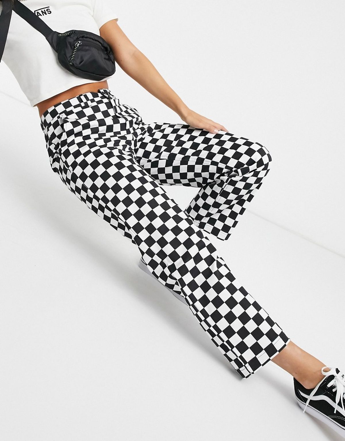 Vans Authentic Checkerboard Chino Pants In Black/white-blue | WHAT’S ON ...