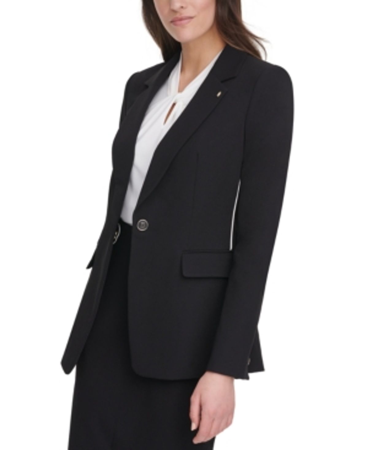 Tommy Hilfiger Piped Blazer In Black/ivory | WHAT’S ON THE STAR?