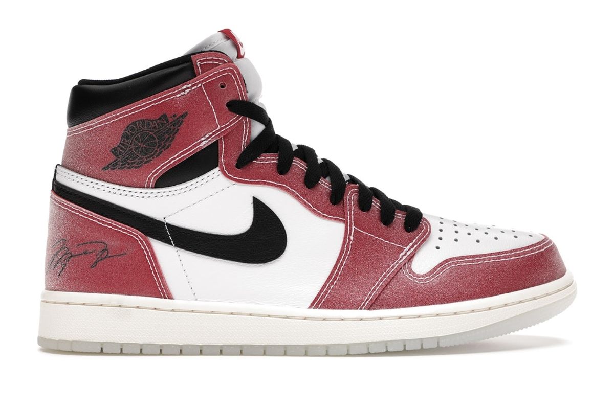 Nike × Trophy Room Air Jordan 1 Retro High White Red Chicago Sneakers ...