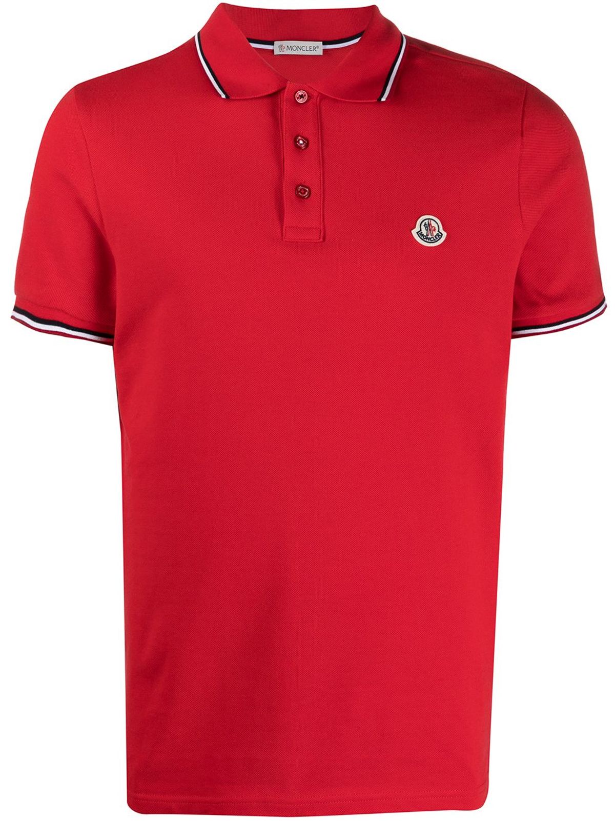 Moncler Logo Patch Cotton Red Polo Shirt | WHAT’S ON THE STAR?