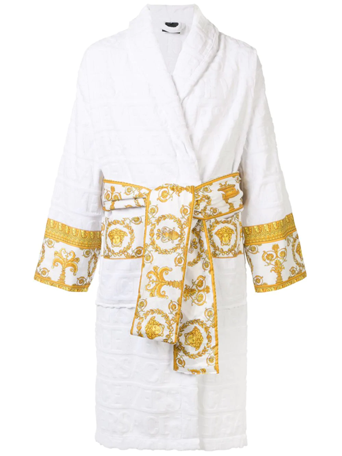 Versace Barocco Trim White Bathrobe | WHAT’S ON THE STAR?