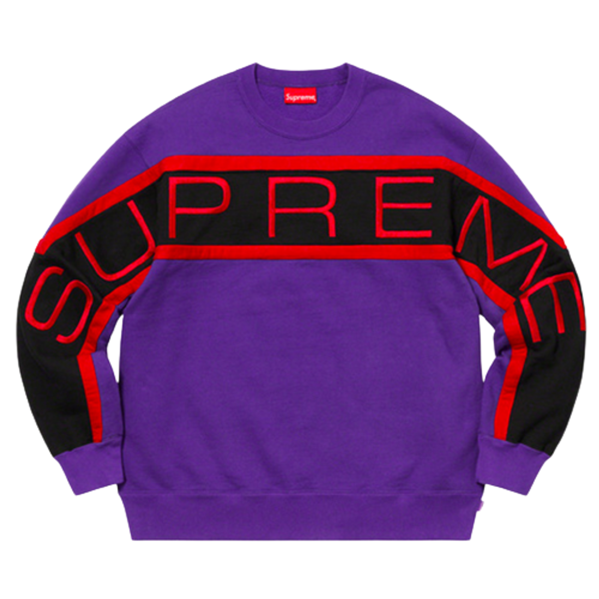 Supreme SS21 Purple Paneled Crewneck Sweatshirt | WHAT’S ON THE STAR?