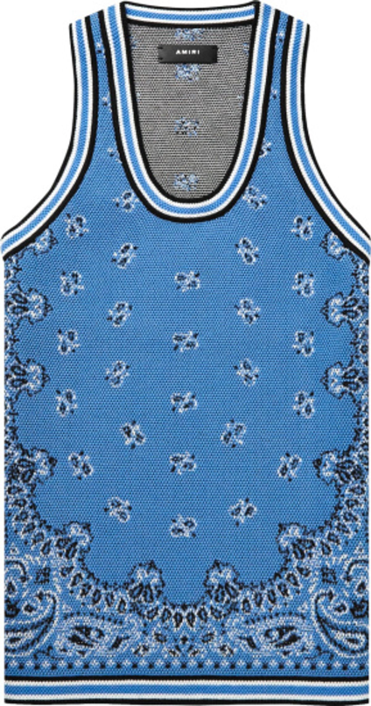 Amiri Blue Bandana Crocheted Tank Top | WHAT’S ON THE STAR?