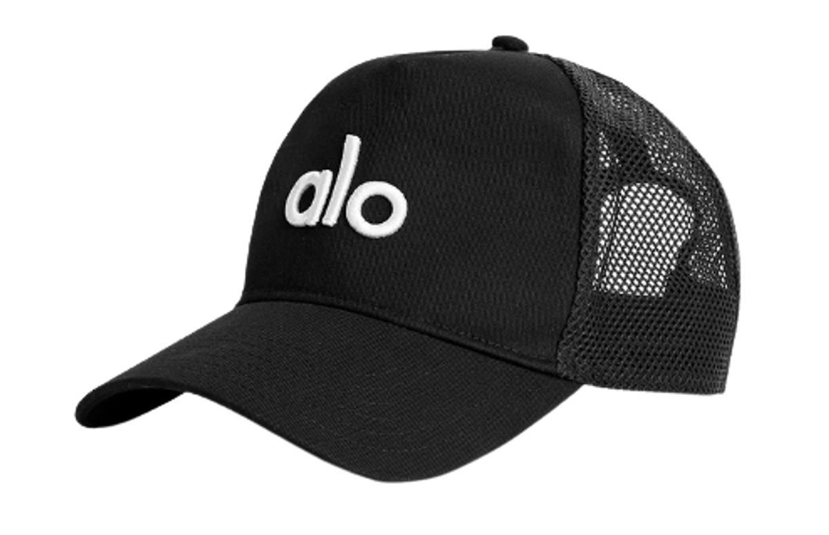 Alo Yoga District Black Trucker Cap | WHAT’S ON THE STAR?