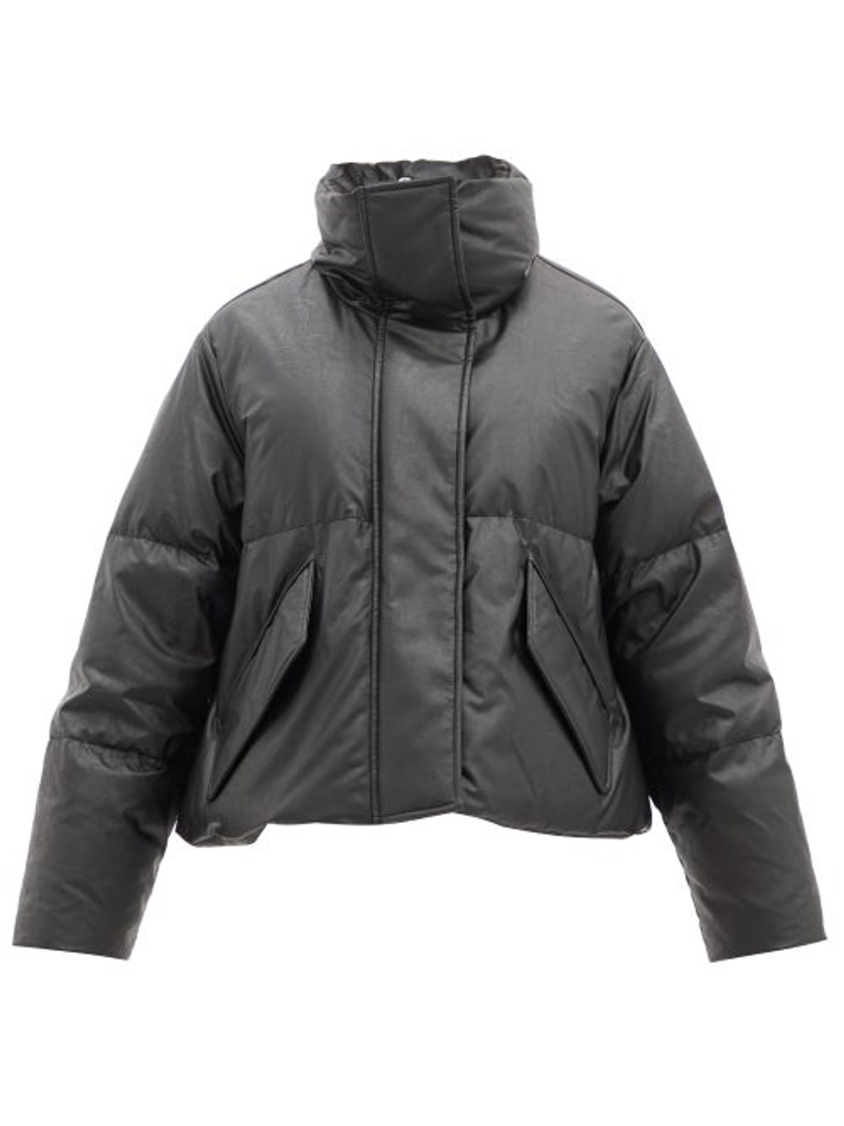 Maison Margiela Logo-embroidered Faux Leather Down Jacket | WHAT’S ON ...