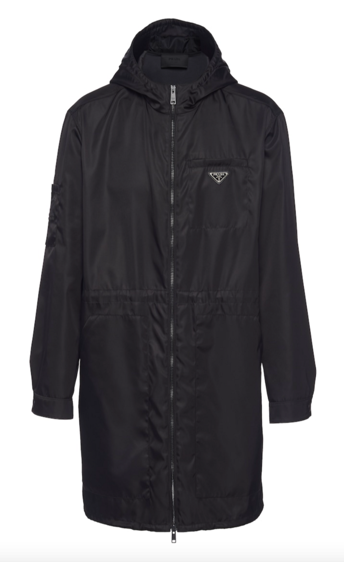 Prada Re-Nylon Logo Black Raincoat | WHAT’S ON THE STAR?