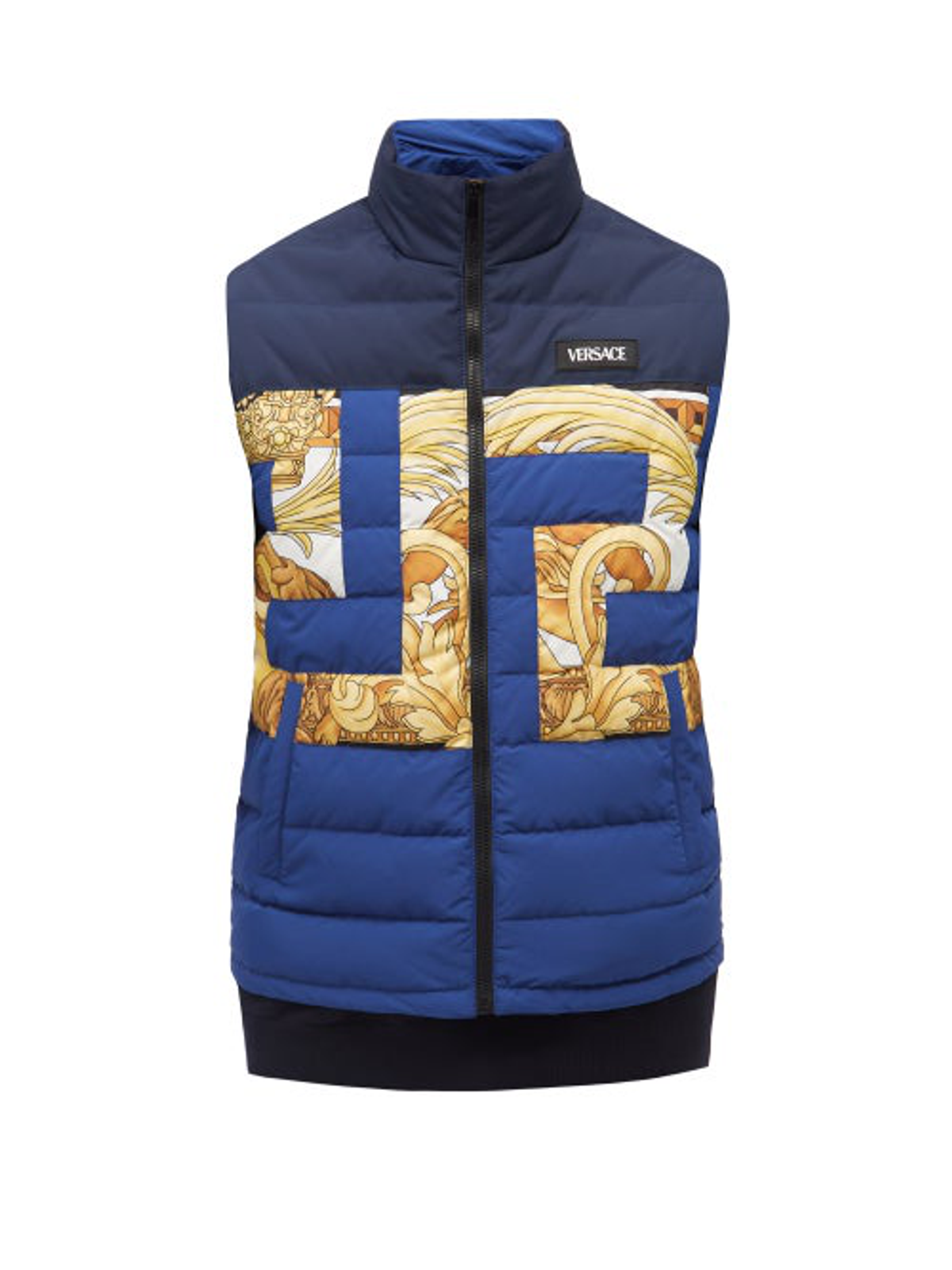Versace Greca Quilted Blue Gilet | WHAT’S ON THE STAR?