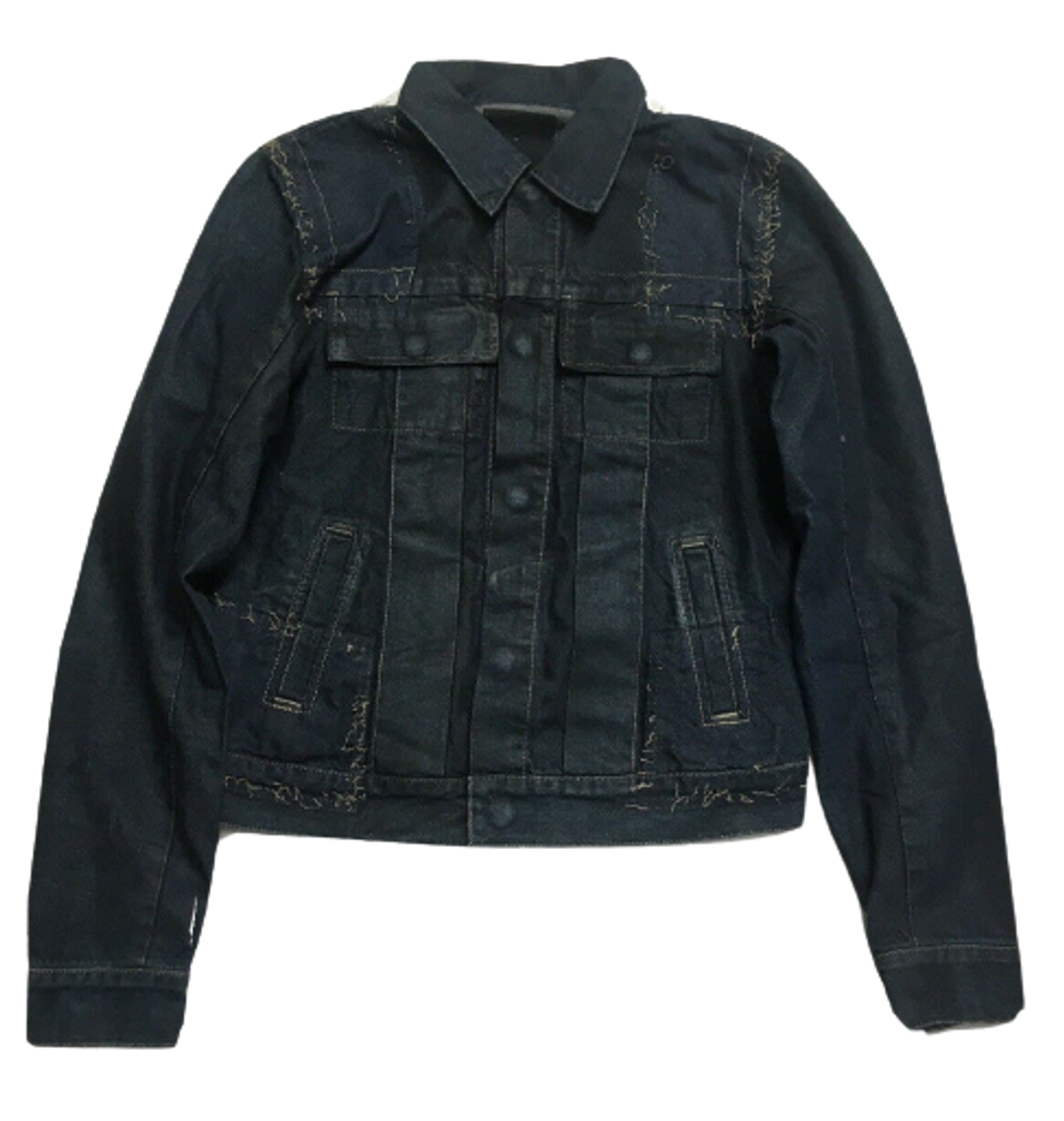 Moncler Coated Denim Patch Button Up Jacket | WHAT’S ON THE STAR?