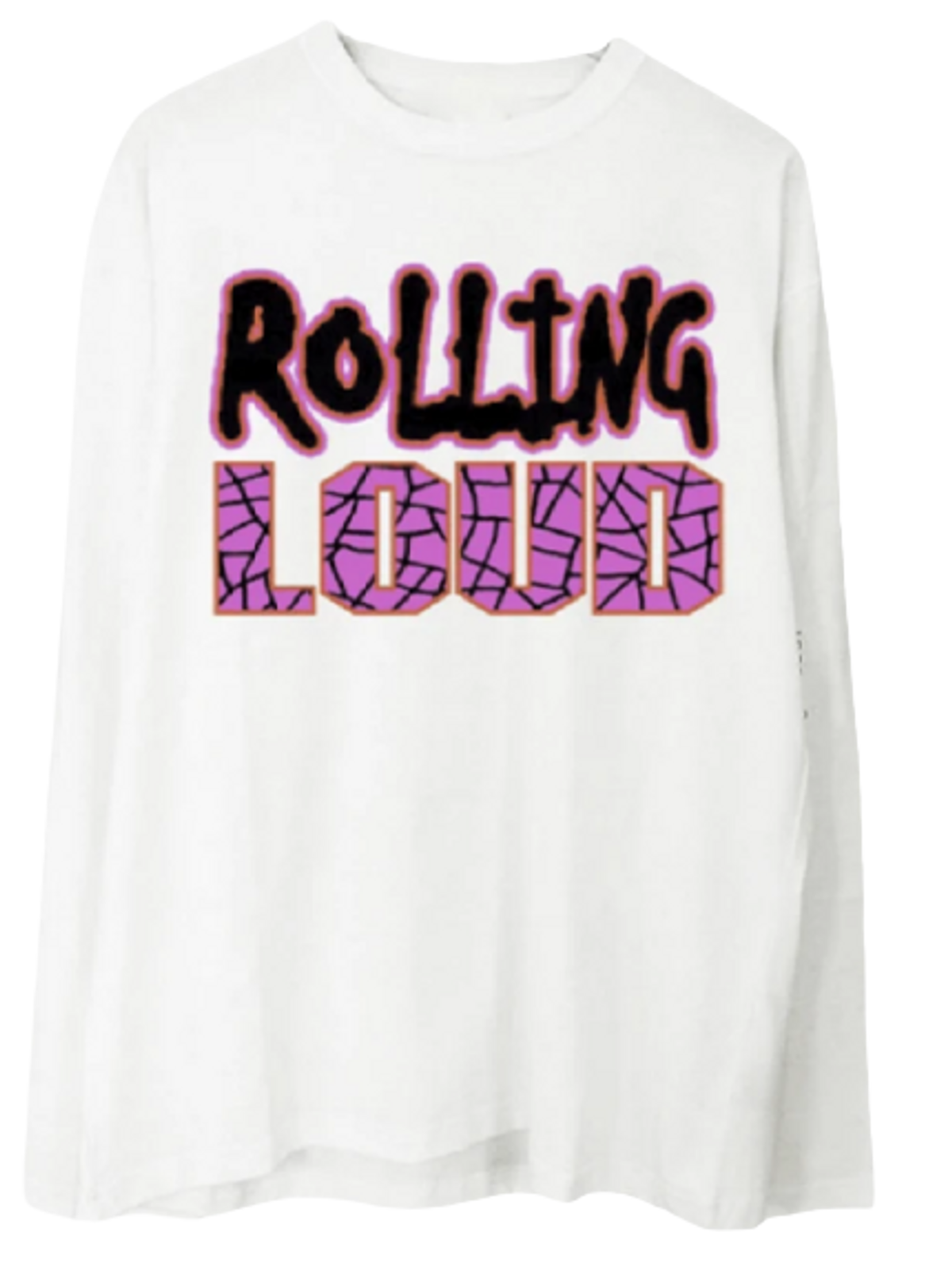 Rolling Loud Merch Cracked White Long Sleeve | WHAT’S ON THE STAR?