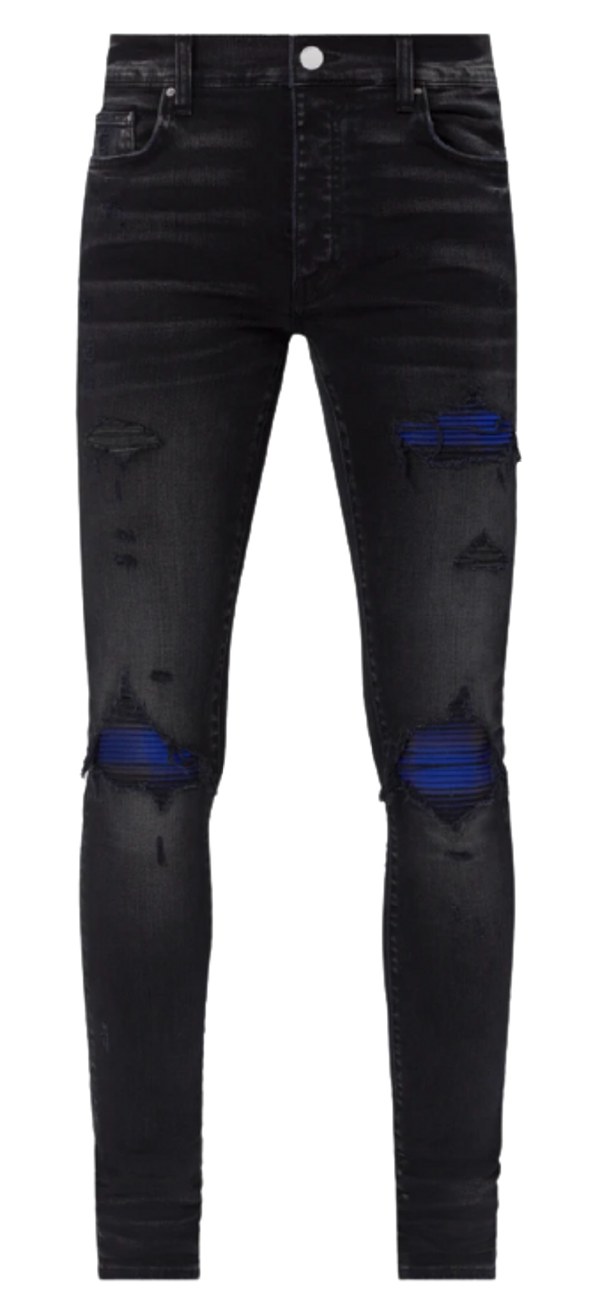 Amiri Mx1 Blue Underpatch Aged Black Jeans | WHAT’S ON THE STAR?
