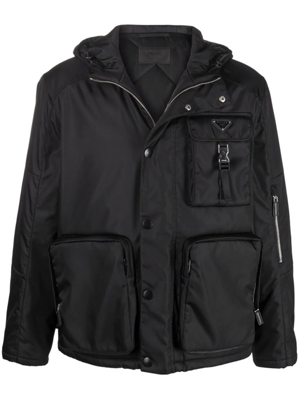 Prada Re-nylon Hooded Black Cargo Jacket | WHAT’S ON THE STAR?