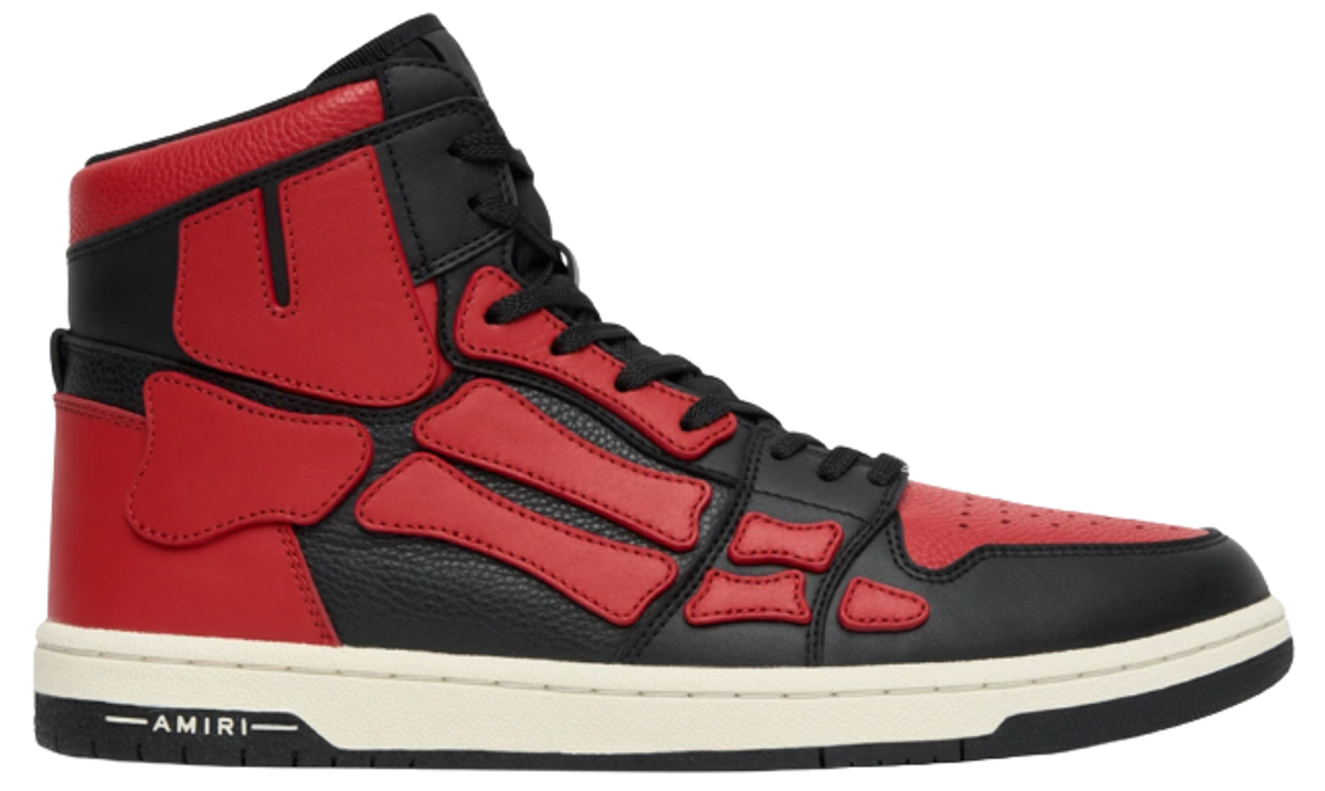 Amiri Painted Leather Bones Skel Top Hi Black / Red Sneakers | WHAT’S ...