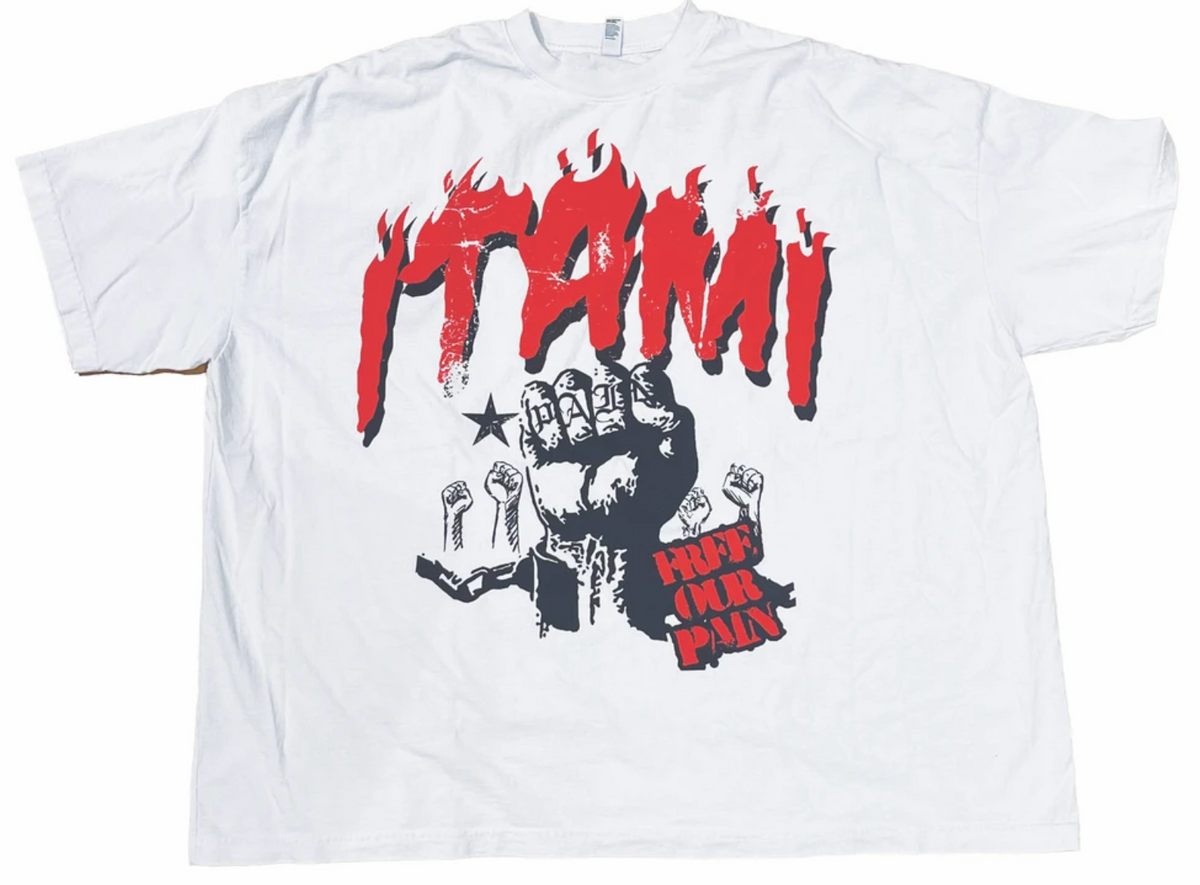 Itami Logo White Free Our Pain T-Shirt | WHAT’S ON THE STAR?