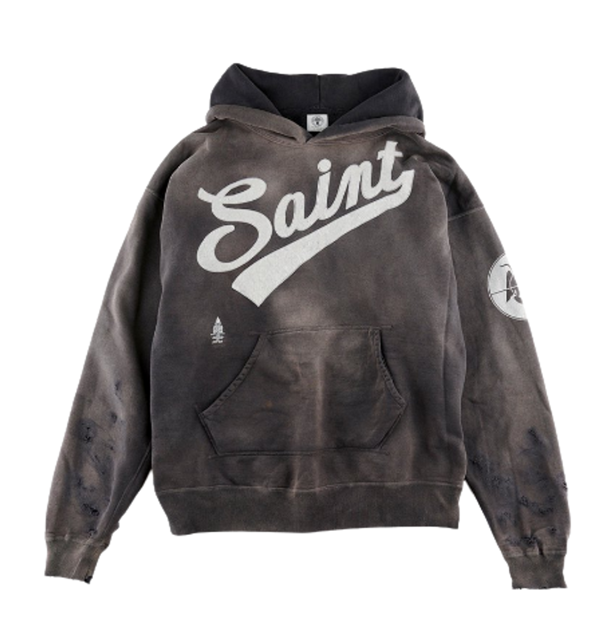 Saint Michael Gray Logo Hoodie | WHAT’S ON THE STAR?