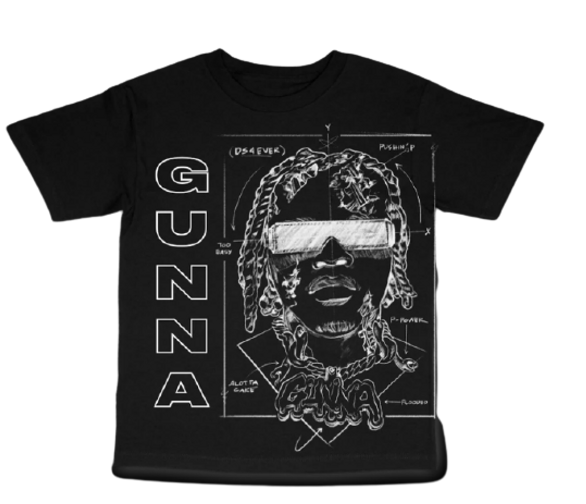 Gunna Merch Blueprint Black T-Shirt | WHAT’S ON THE STAR?