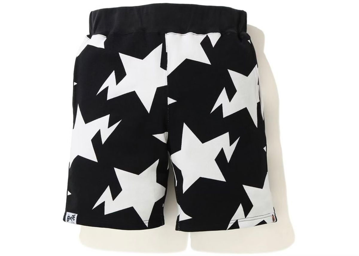 Bape Sta Pattern Black/White Sweatshorts | WHAT’S ON THE STAR?