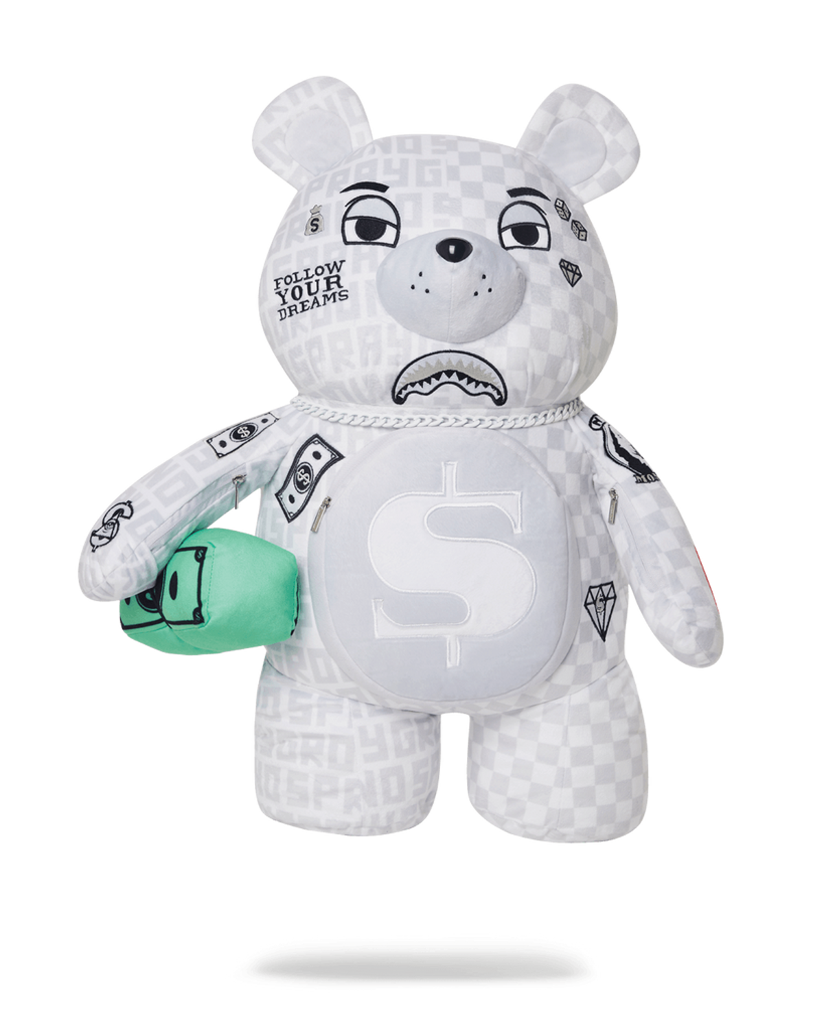 Sprayground Split The Check (Pearl) Money Bear Teddybear Backpack ...