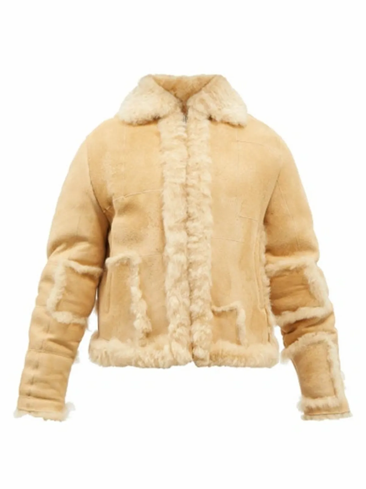 ERL Beige Square Patch Shearling Jacket | WHAT’S ON THE STAR?