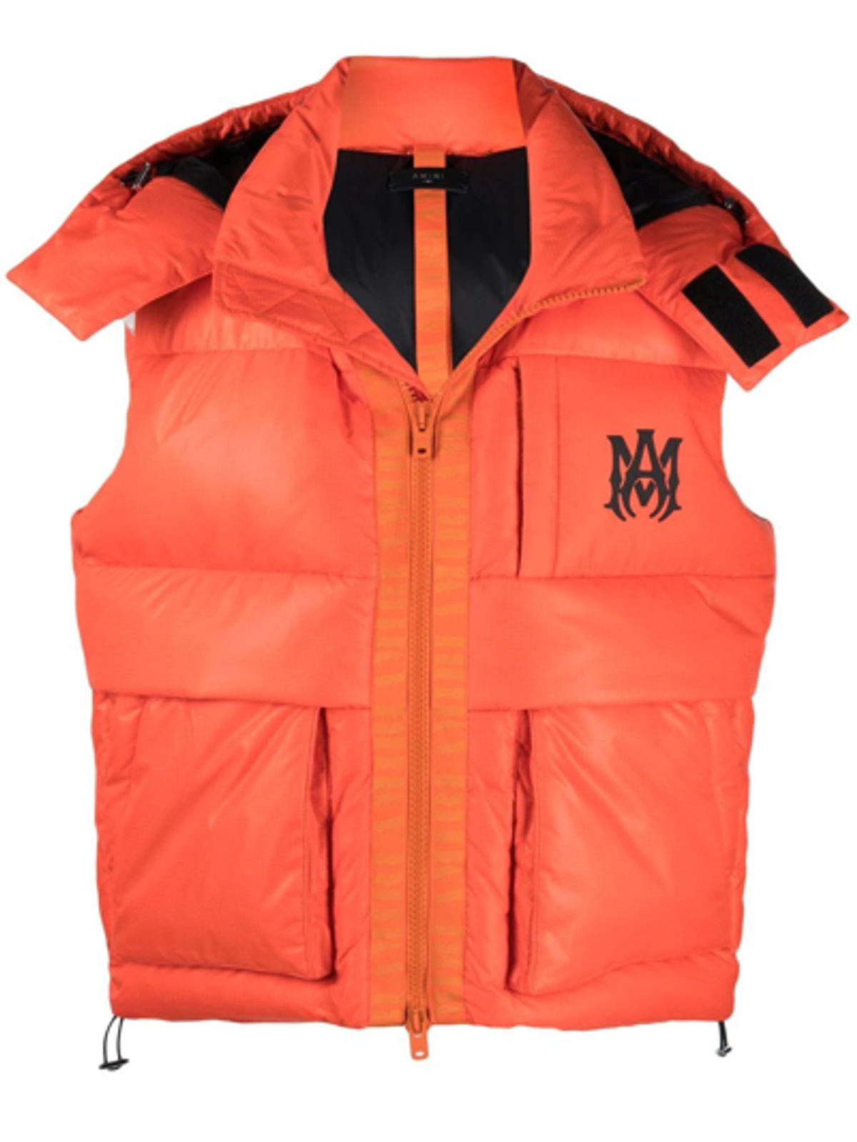 Amiri Logo Print Down Orange Feather Gilet | WHAT’S ON THE STAR?