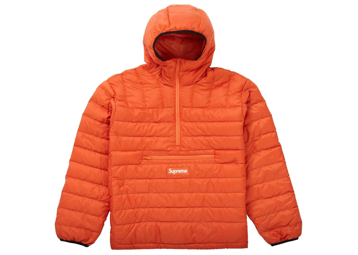 Supreme Micro Down Half Zip Dark Orange Hooded Pullover | WHAT’S ON THE ...
