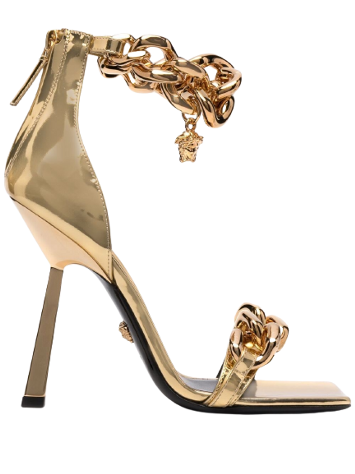 Versace Gold Chain Link High Heel Sandals | WHAT’S ON THE STAR?