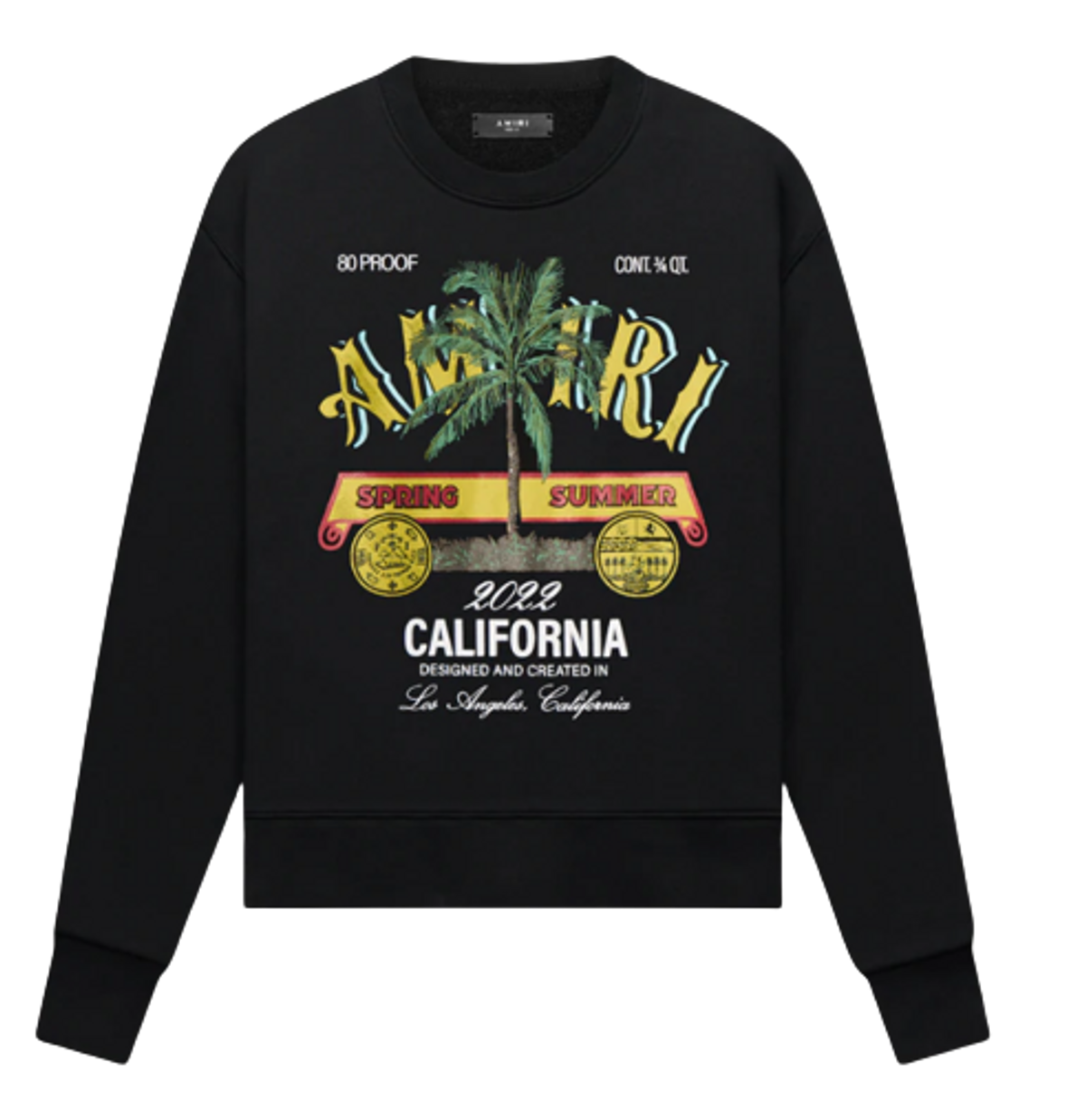 Amiri Rum Label Black Crew Sweatshirt | WHAT’S ON THE STAR?