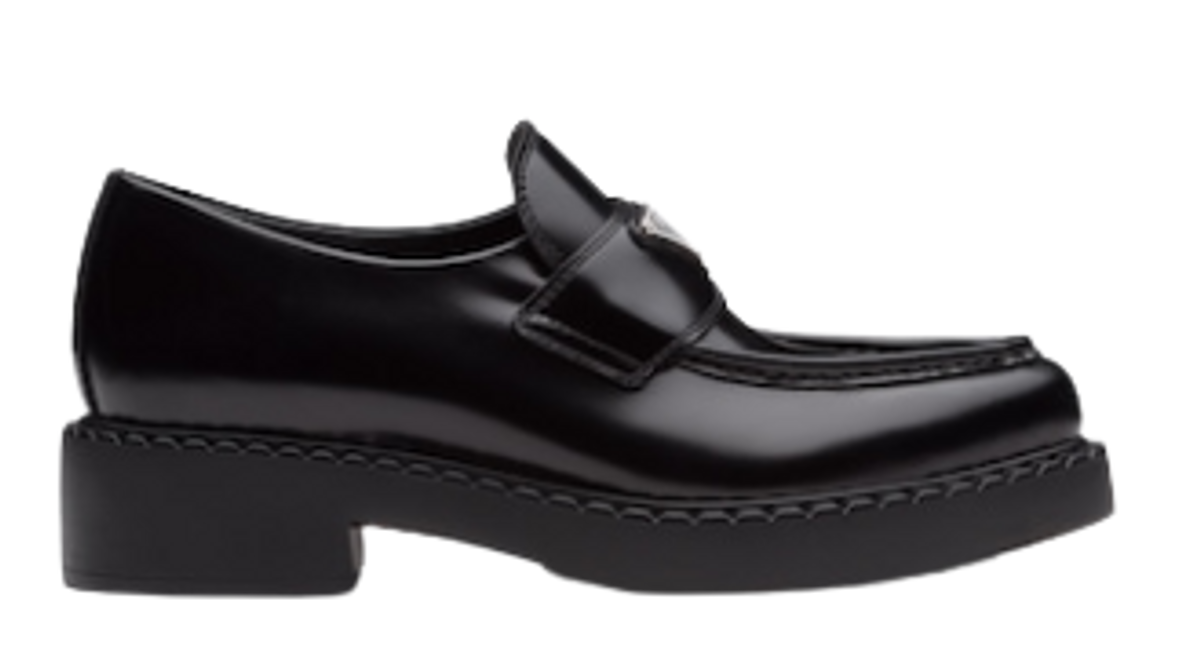 Prada Black Chocolate Sharp Brushed Leather Loafers | WHAT’S ON THE STAR?