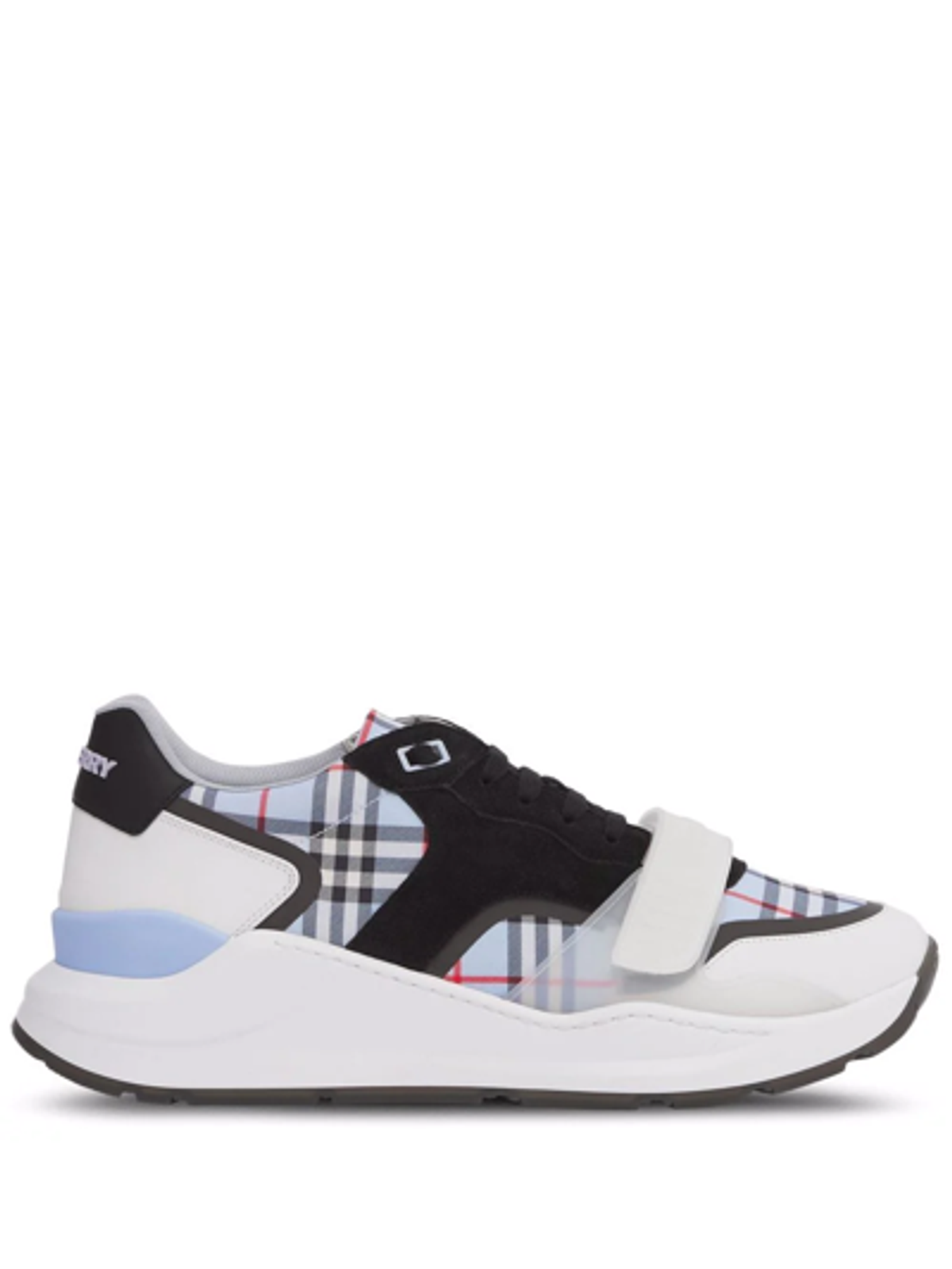 Burberry Check Panelled Low-top Sneakers In Blue | WHAT’S ON THE STAR?