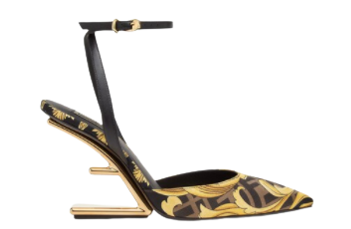 Versace × Fendi Fendace Printed Silk High-Heeled Slingbacks | WHAT’S ON ...
