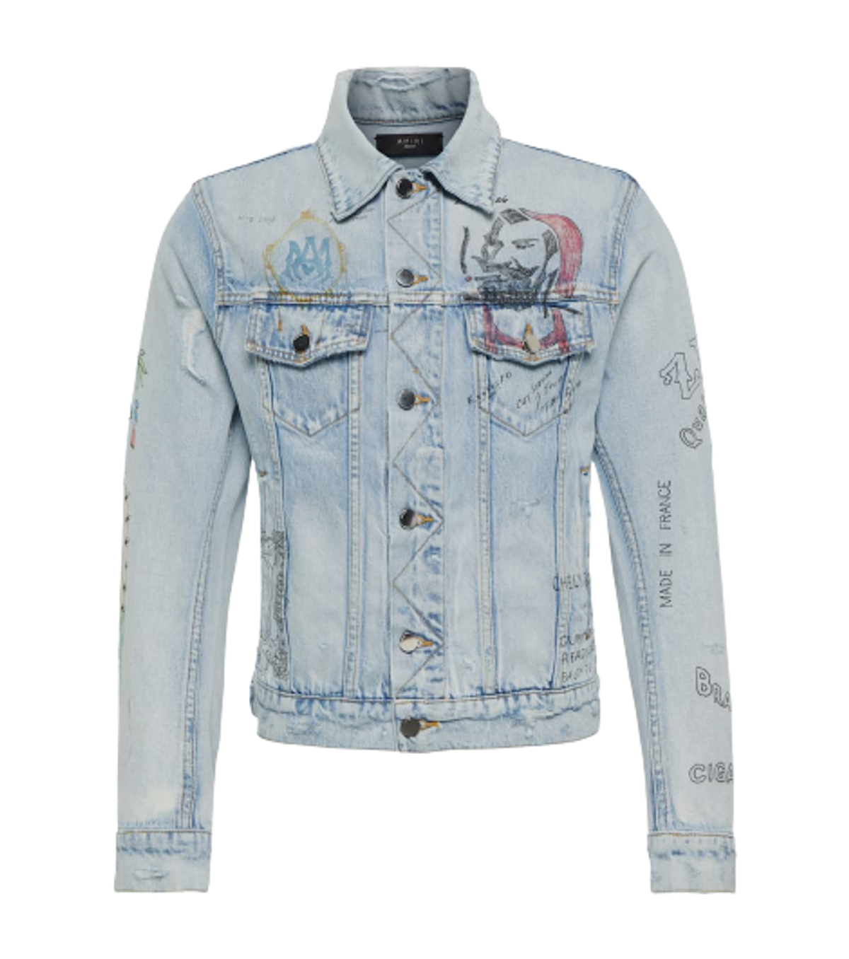 Amiri × Zig-Zag World Printed Cotton Denim Jacket In Light Indigo ... Amiri × Zig-Zag World Printed Cotton Denim Jacket In Light Indigo ...