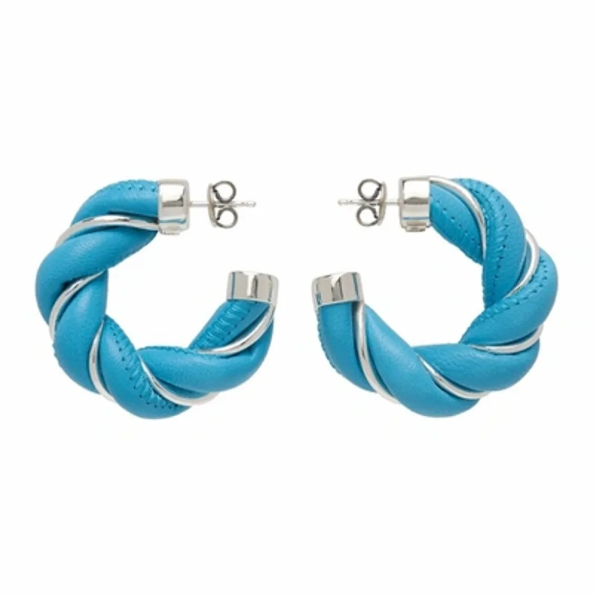 Bottega Veneta Sterling Silver Leather Hoop Earrings | WHAT’S ON THE STAR?