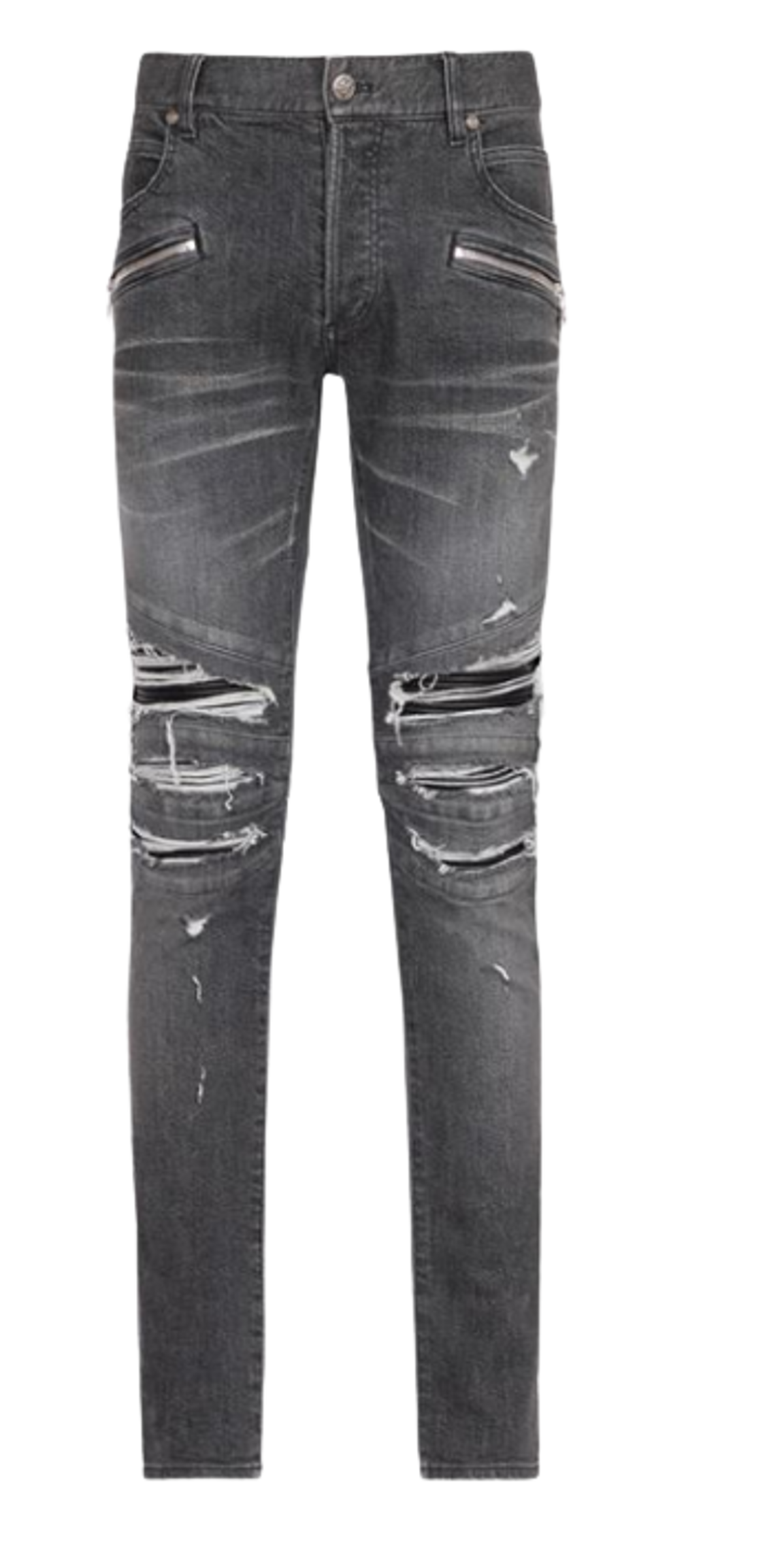 Balmain Slim Cut Ripped Black Faded Cotton Jeans | WHAT’S ON THE STAR?