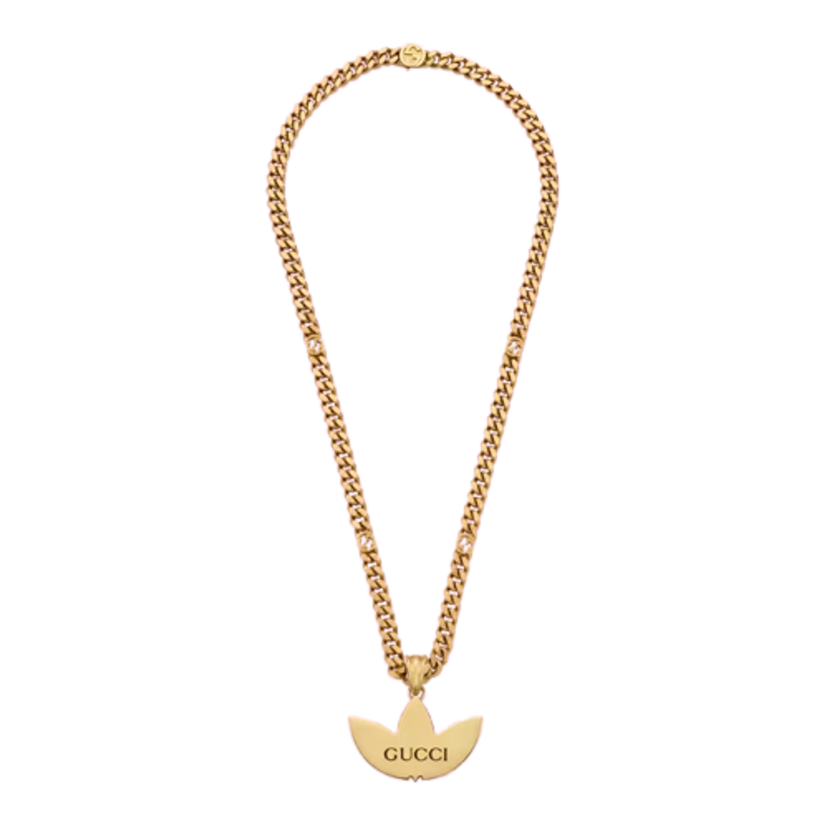 Gucci × Adidas Gold Gourmette Necklace With Trefoil Pendant | WHAT’S ON ...