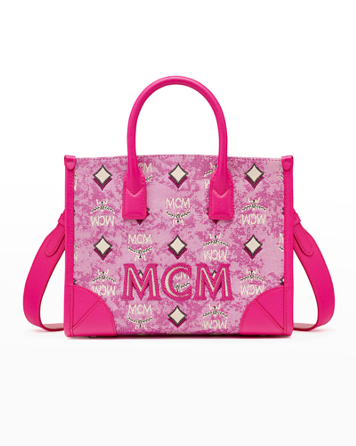 MCM Munchen Small Monogram Pink Tote Bag | WHAT’S ON THE STAR?