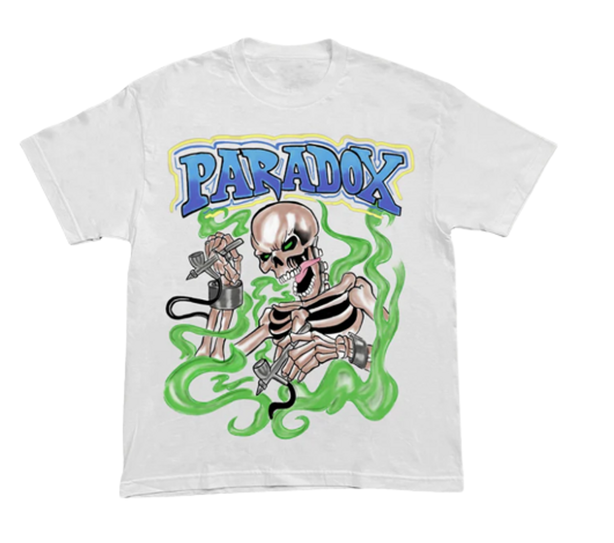 Paradox Airbrushed Skeleton White T-Shirt | WHAT’S ON THE STAR?
