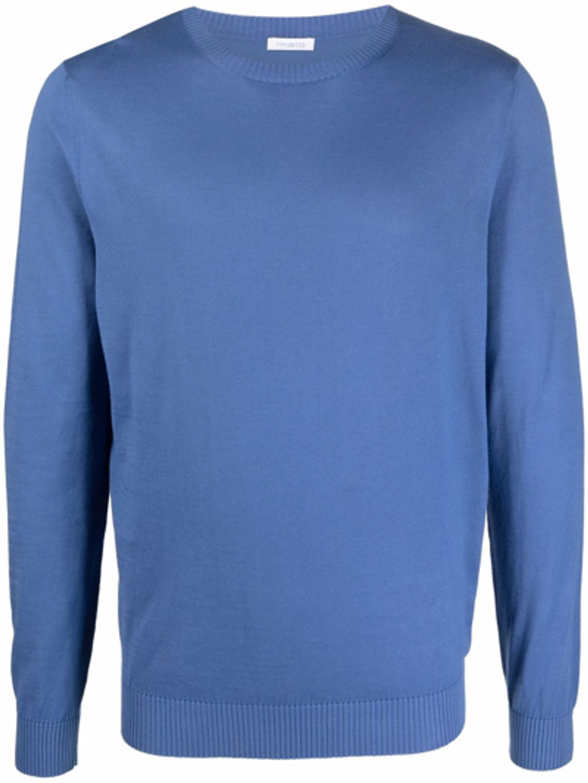 Malo Ribbed Trim Blue Cotton Jumper | WHAT’S ON THE STAR?