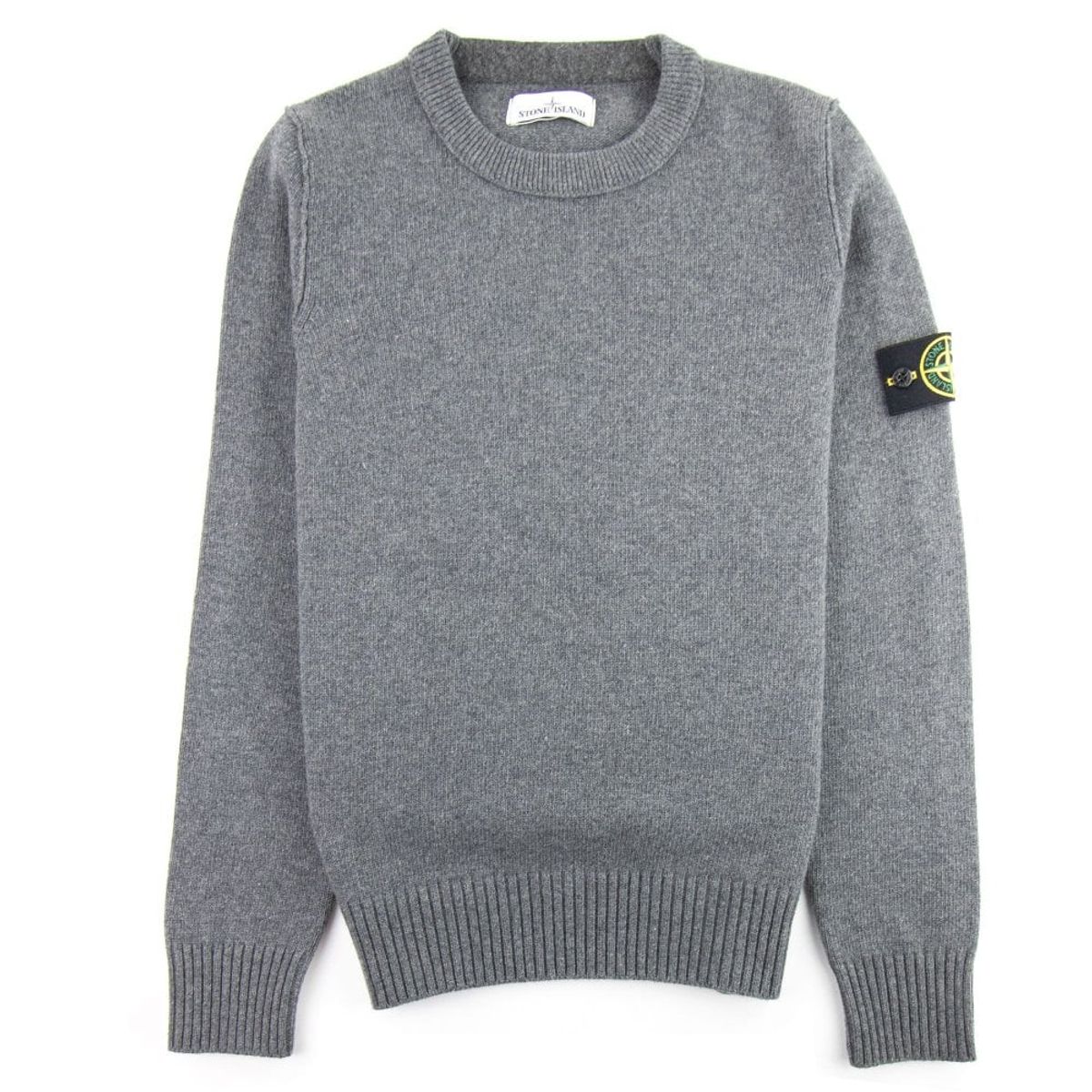 Stone Island Arm Patch Logo Crew Neck Sweat Dark Grey | WHAT’S ON THE STAR?
