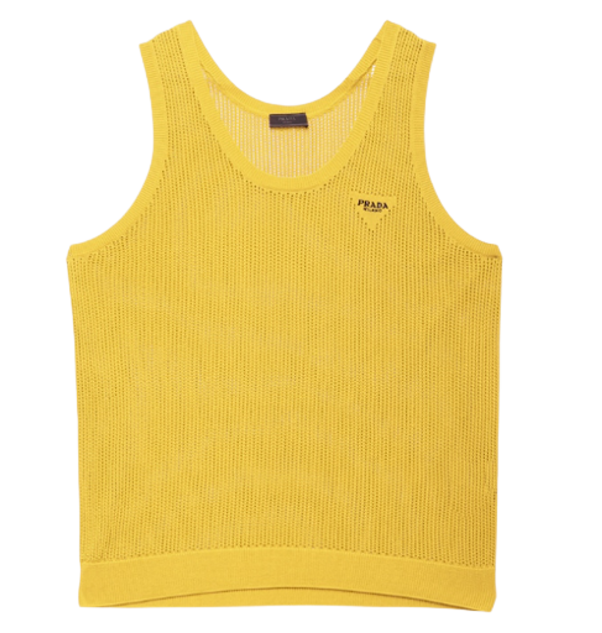 Prada Yellow Silk And Cotton Mesh Knit Top | WHAT’S ON THE STAR?