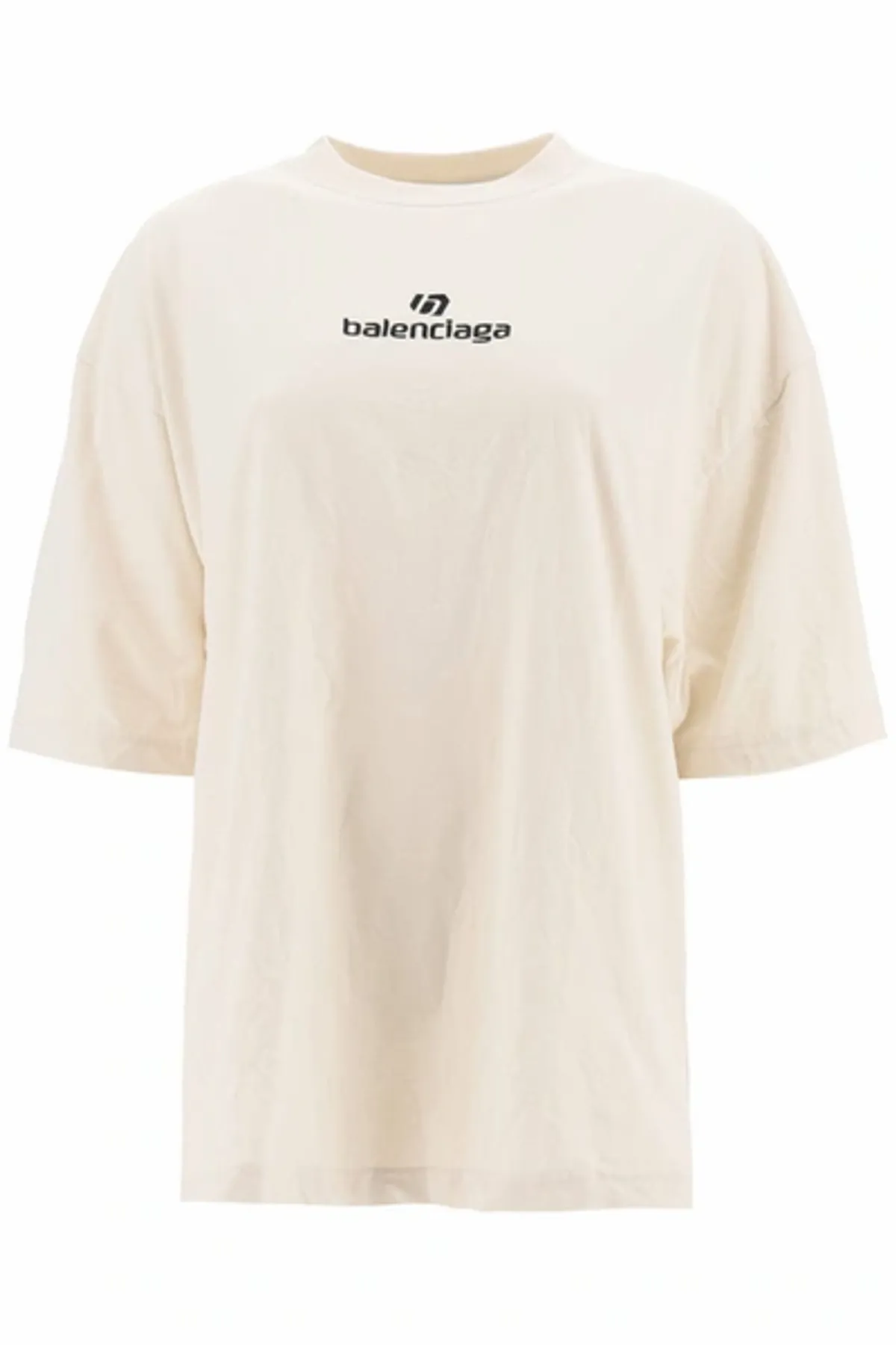 Balenciaga Wrinkled Short-sleeved Sponsor Xl T-shirt In White In Chalky ...