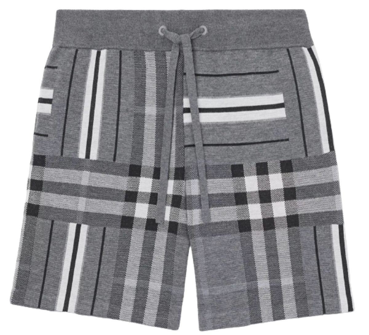 Burberry Burberry Check And Stripe Wool Blend Jacquard Dark Grey ...