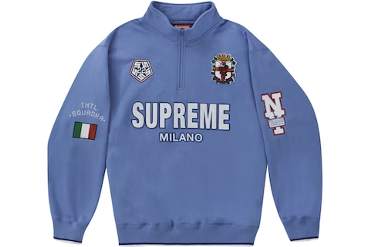 Supreme Light Blue Milano Half Zip Pullover | WHAT’S ON THE STAR?