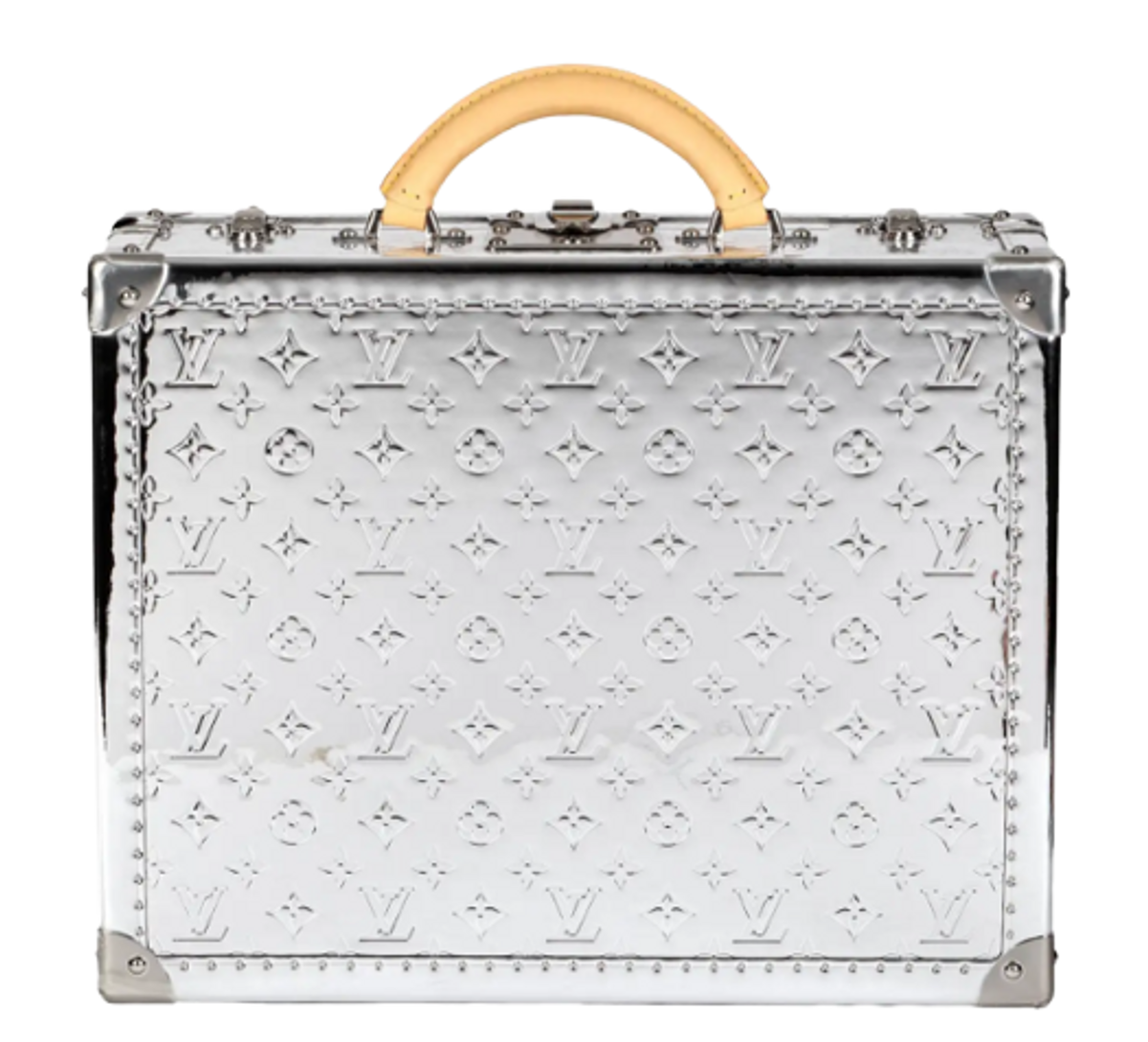 Louis Vuitton Silver Mirror Monogram Vinyl Vachetta Leather Cotteville ...