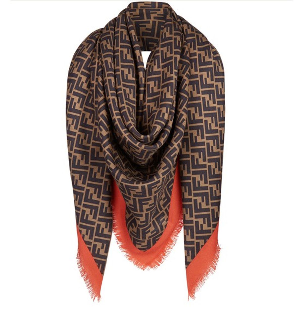 Fendi Logo-print Silk Scarf In Marron | WHAT’S ON THE STAR?