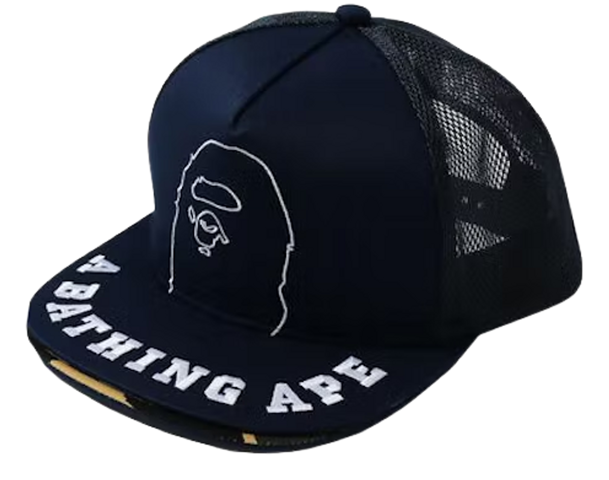 Bape Double Navy Visor Mesh Snapback Cap | WHAT’S ON THE STAR?