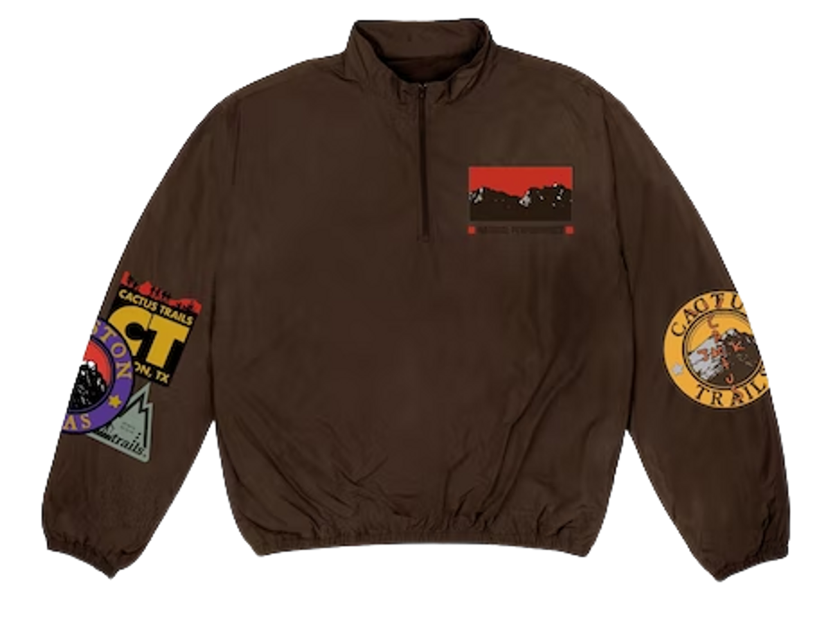 Travis Scott Merch Trails Half-Zip Brown Windbreaker | WHAT’S ON THE STAR?