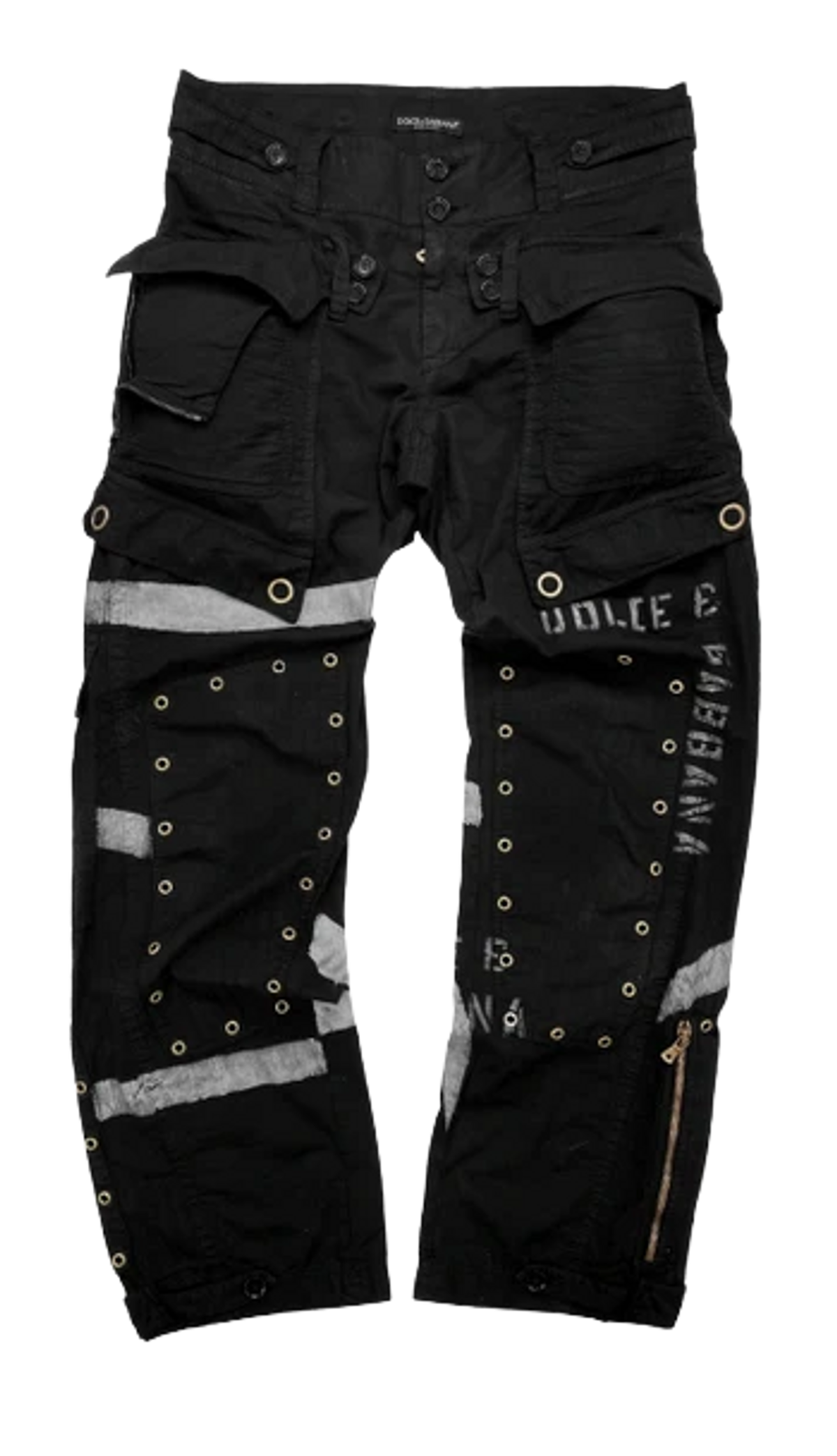 Dolce & Gabbana SS02 3D Reinforced Black Painted Cargo Pants | WHAT’S ...