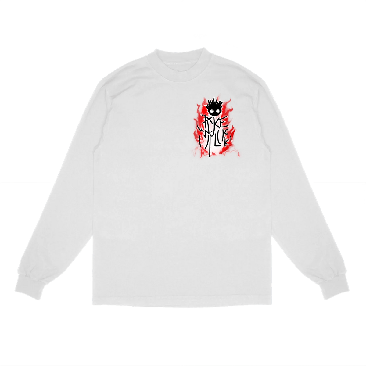 Lucki Merch 2022 Fire LS White T-Shirt | WHAT’S ON THE STAR?