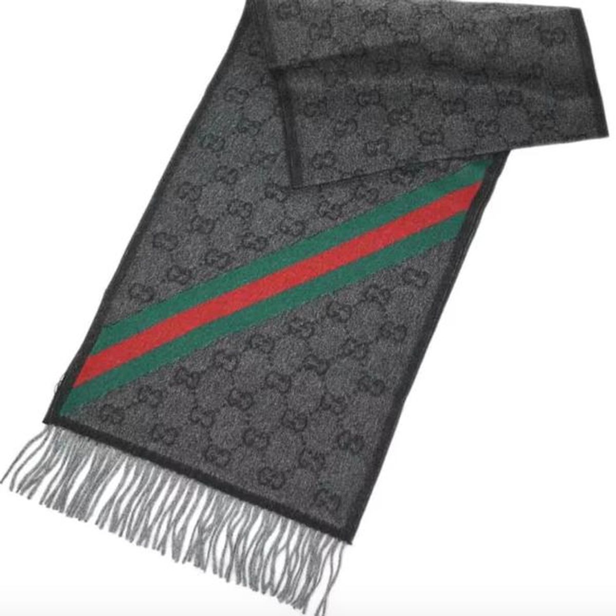 Gucci Black/Grey Jacquard Gg Wool Monogram Web Scarf | WHAT’S ON THE STAR?