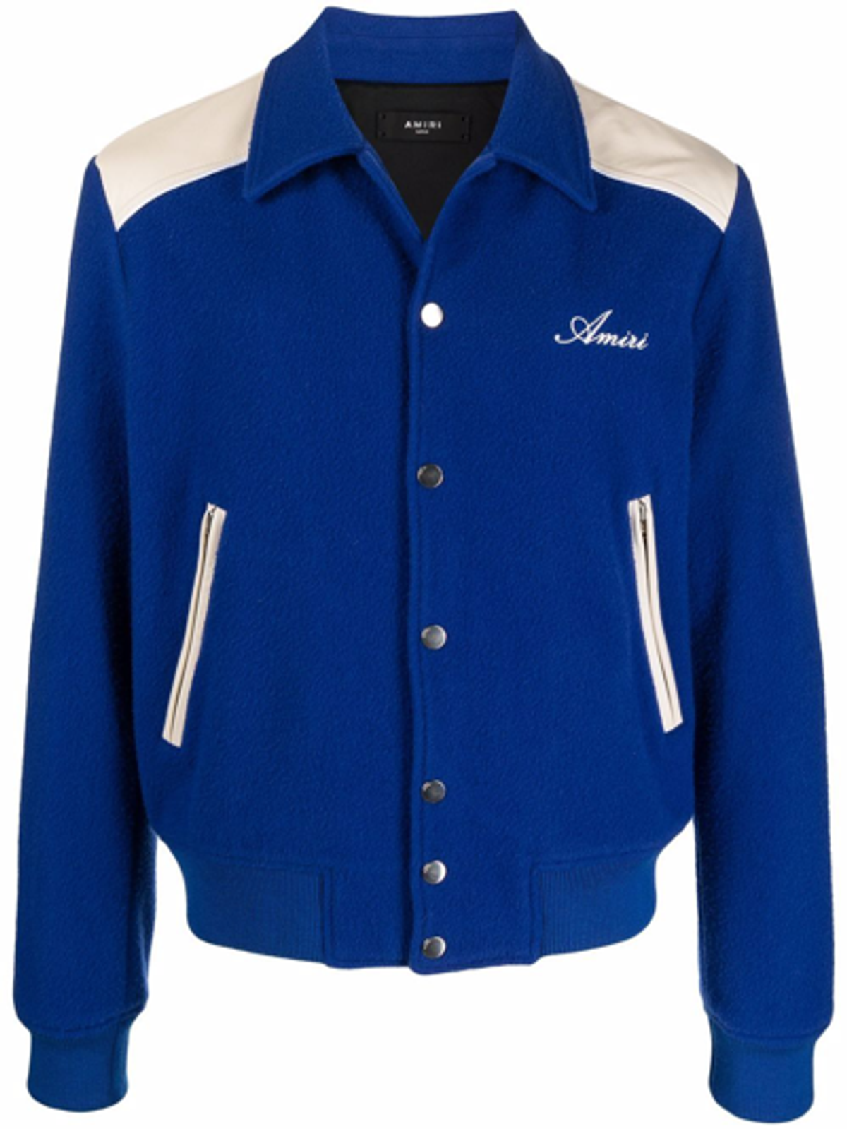 Amiri Blue Off White Western Varsity Jacket | WHAT’S ON THE STAR?
